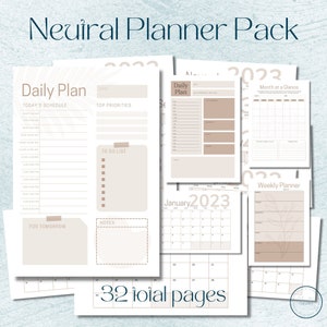 Neutral Planner Pack Digital Cute One Page Schedule Daily - Etsy