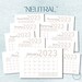 Neutral Monthly Calendar 2023 Printable, Horizontal Calendar Planner ...