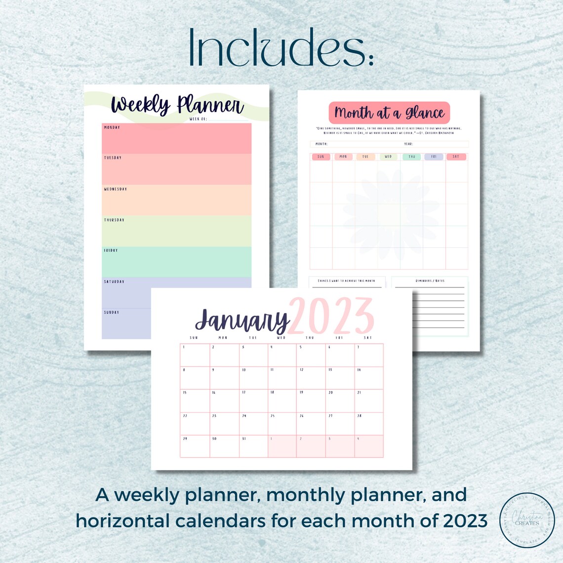 Pastel Planner Pages Digital, Cute One Page Schedule, Daily Weekly ...