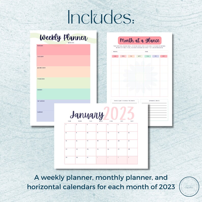 Pastel Planner Pages Digital, Cute One Page Schedule, Daily Weekly ...