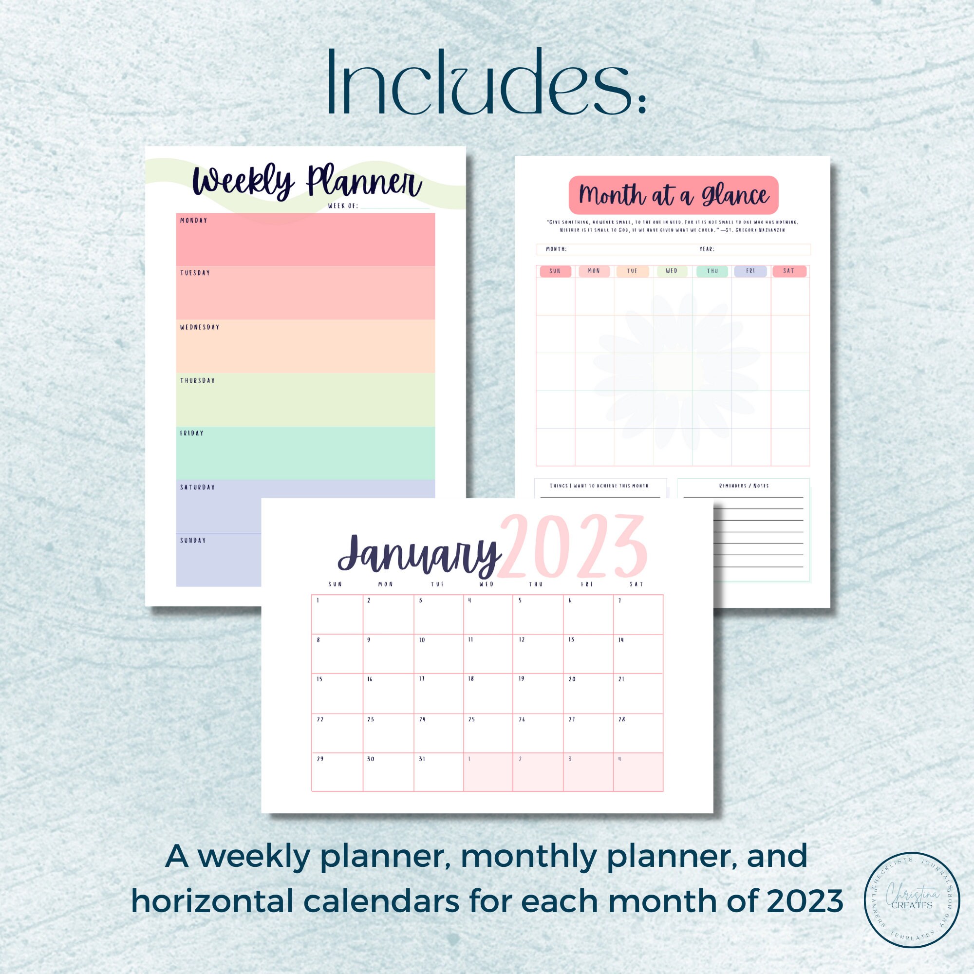 Pastel Planner Pages Digital, Cute One Page Schedule, Daily Weekly ...