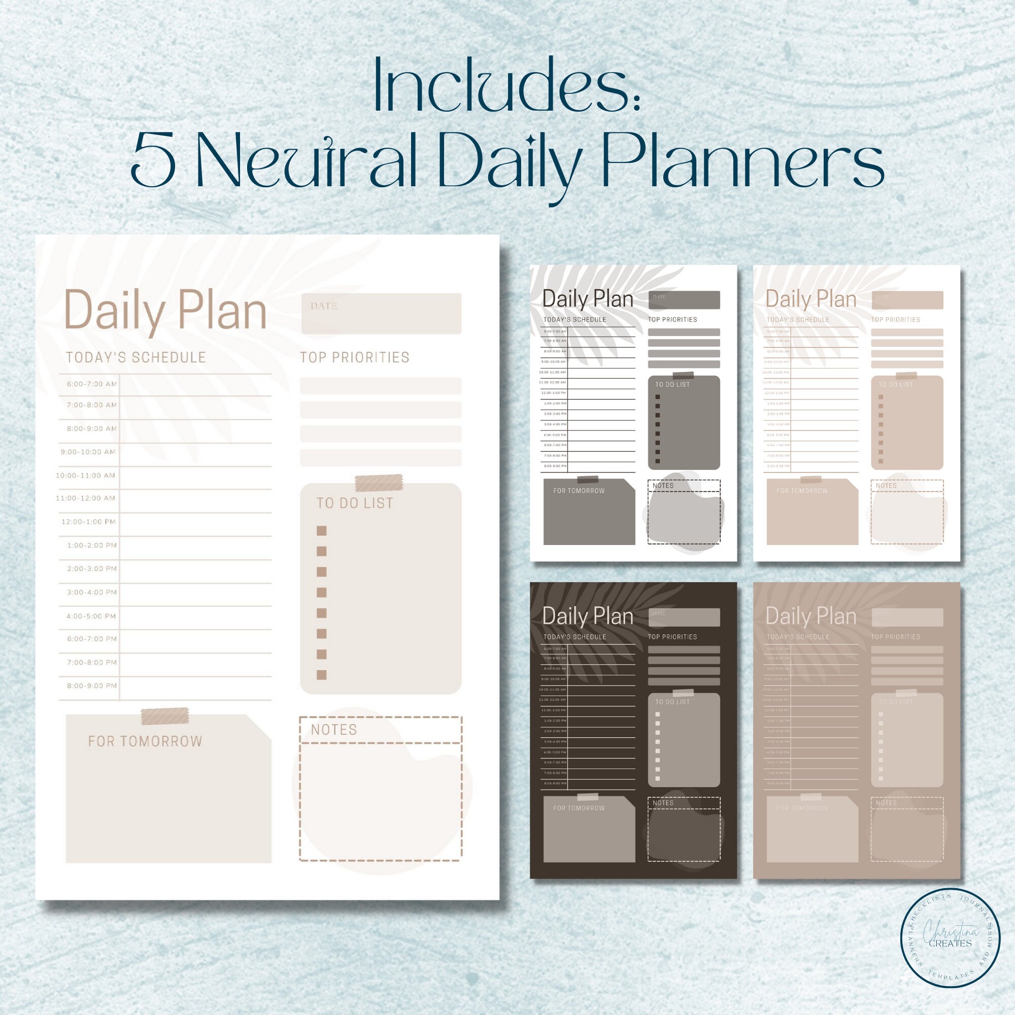 Neutral Planner Pack Digital, Cute One Page Schedule, Daily Weekly ...