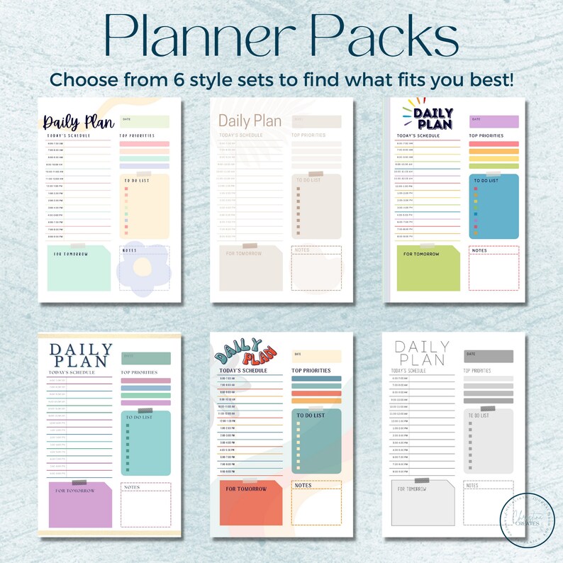 Retro Planner Pack Digital, Cute One Page Schedule, Daily Weekly ...