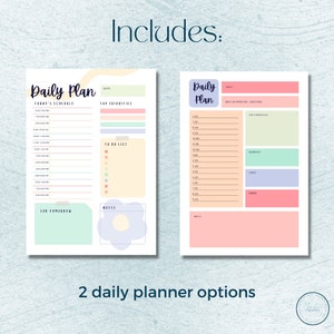 Pastel Planner Pages Digital, Cute One Page Schedule, Daily Weekly ...