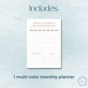Neutral Monthly Planner Printable, Blank Month at a Glance Page, 2023 ...