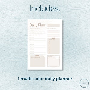 Neutral Daily Planner Printable, One Page Digital Plan, Undated Hourly ...