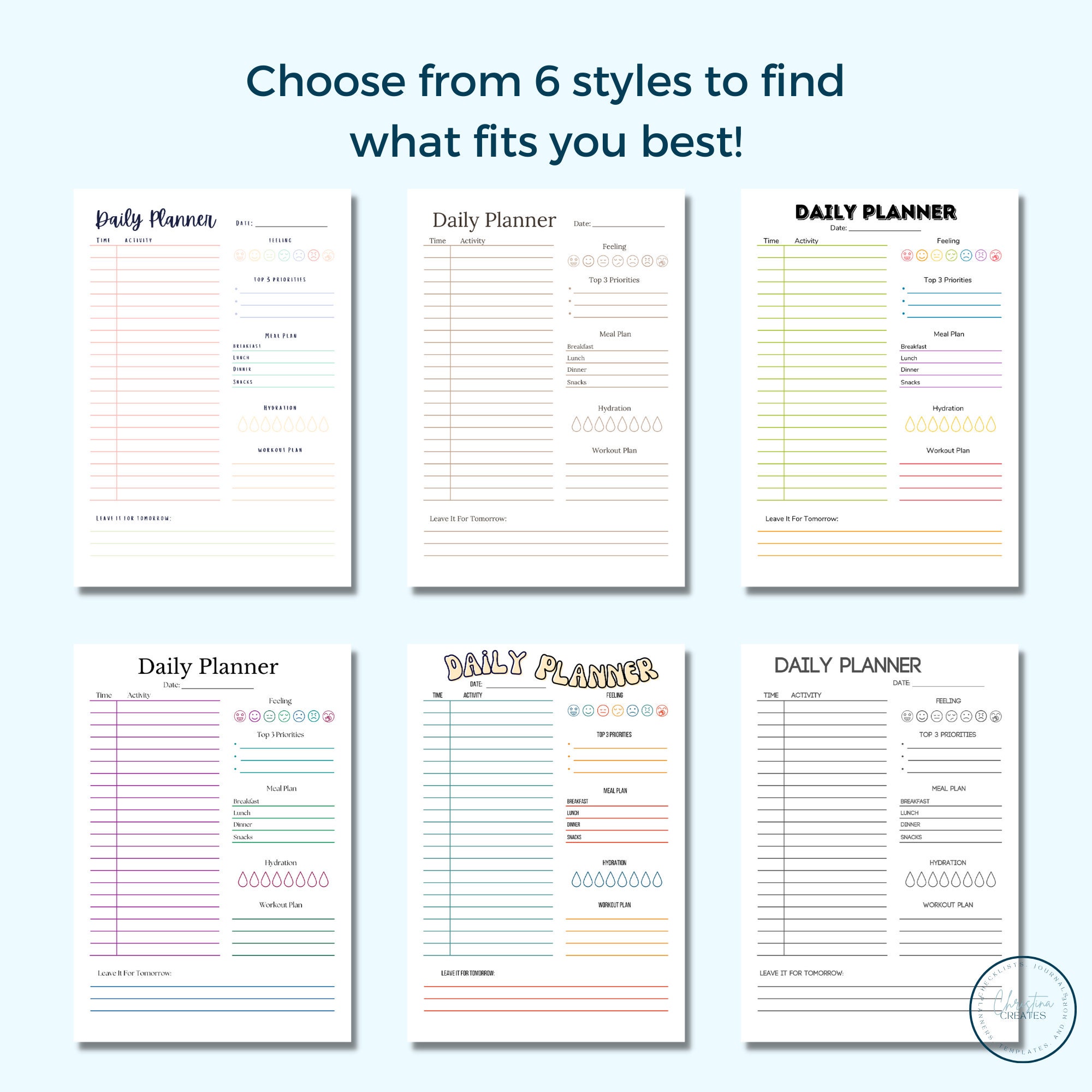 Retro Weekly Planner Pack, One Page Digital Printable Review, Back to ...