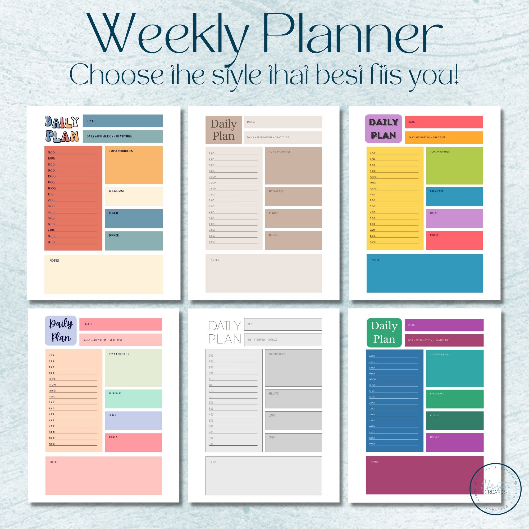 Retro Daily Planner, Printable Daily Planner Page, One Page Planner ...