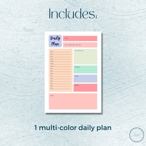 Pastel Daily Plan Digital Print, One Page Planner Printable, Blank ...