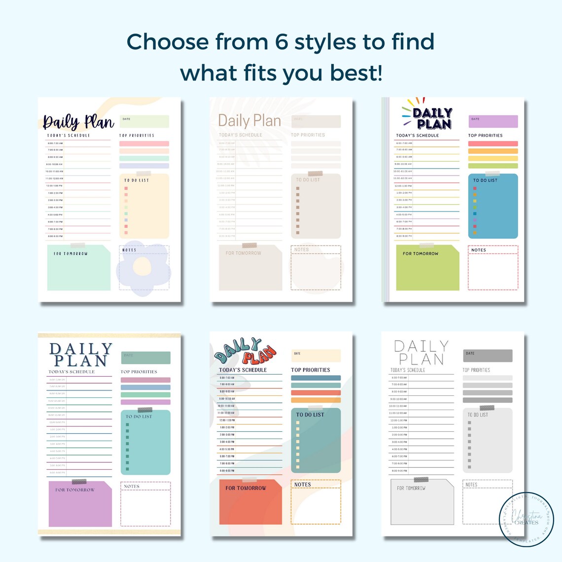 Retro Daily Planner Pack, One Page Digital Printable Review, Back to ...