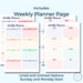 Pastel Weekly Planner Pack, One Page Digital Printable Review, Back to ...