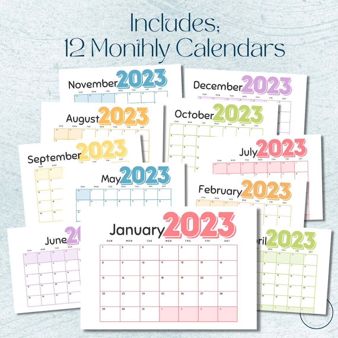 Rainbow Planner Pack Digital, Cute One Page Schedule, Daily Weekly ...