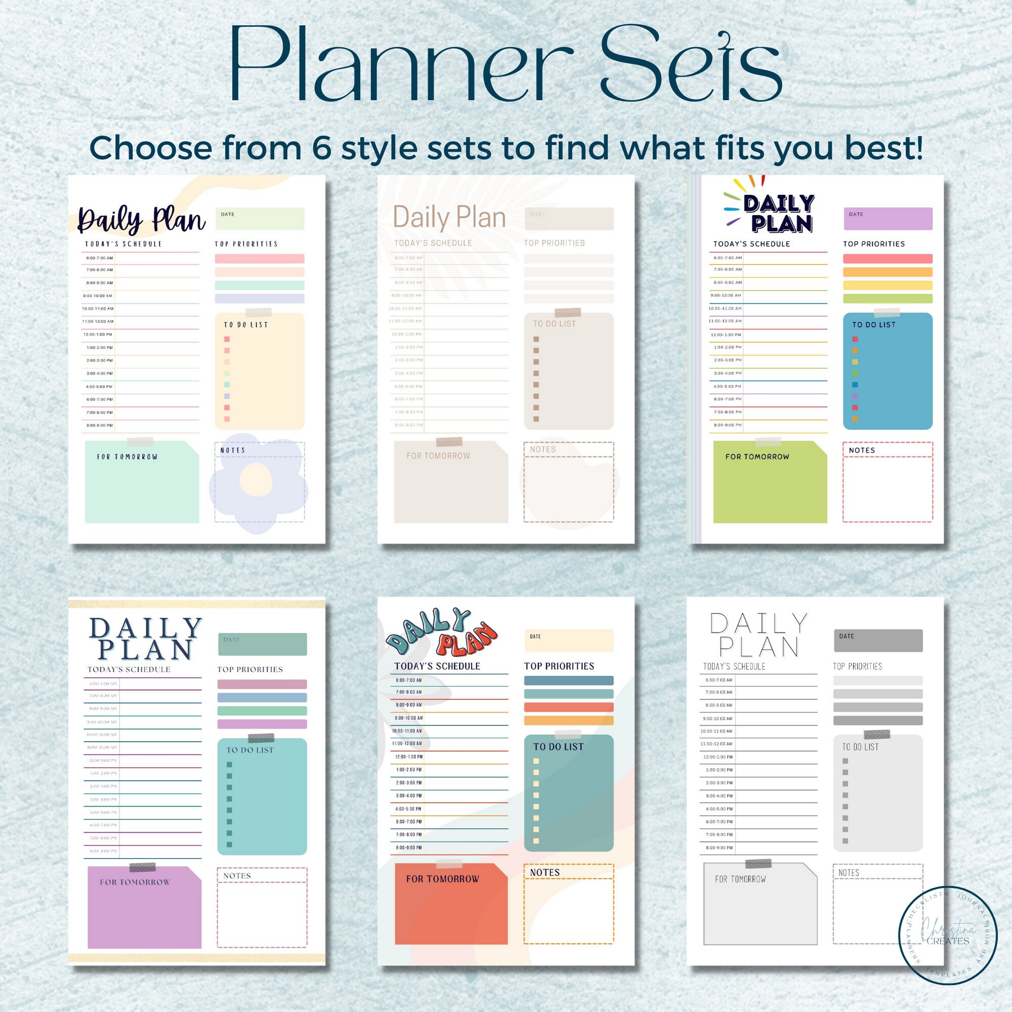 Retro Daily Planner Printable, One Page Digital Plan, Undated Hourly ...