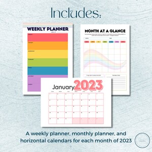 Rainbow Planner Pages Digital, Cute One Page Schedule, Daily Weekly ...