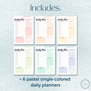 Pastel Daily Planner Printable, One Page Digital Plan, Undated Hourly ...