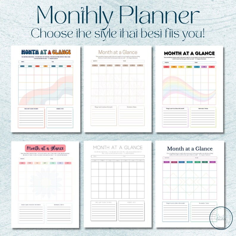 Regal Month at a Glance Printable 2023, Blank Monthly Planner Digital ...