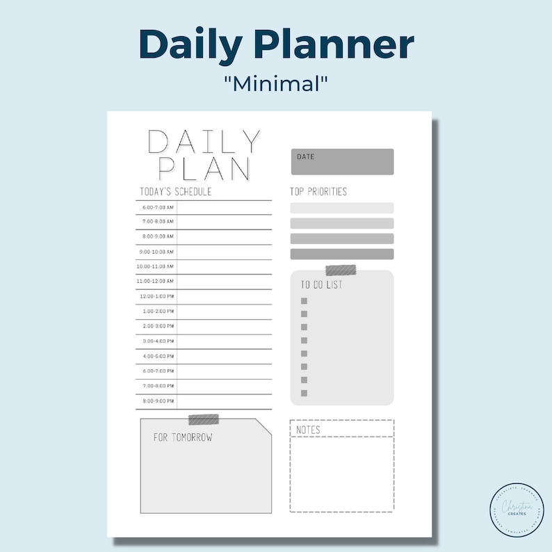 Minimal Daily Planner, Printable Daily Planner, Digital Daily Planner ...