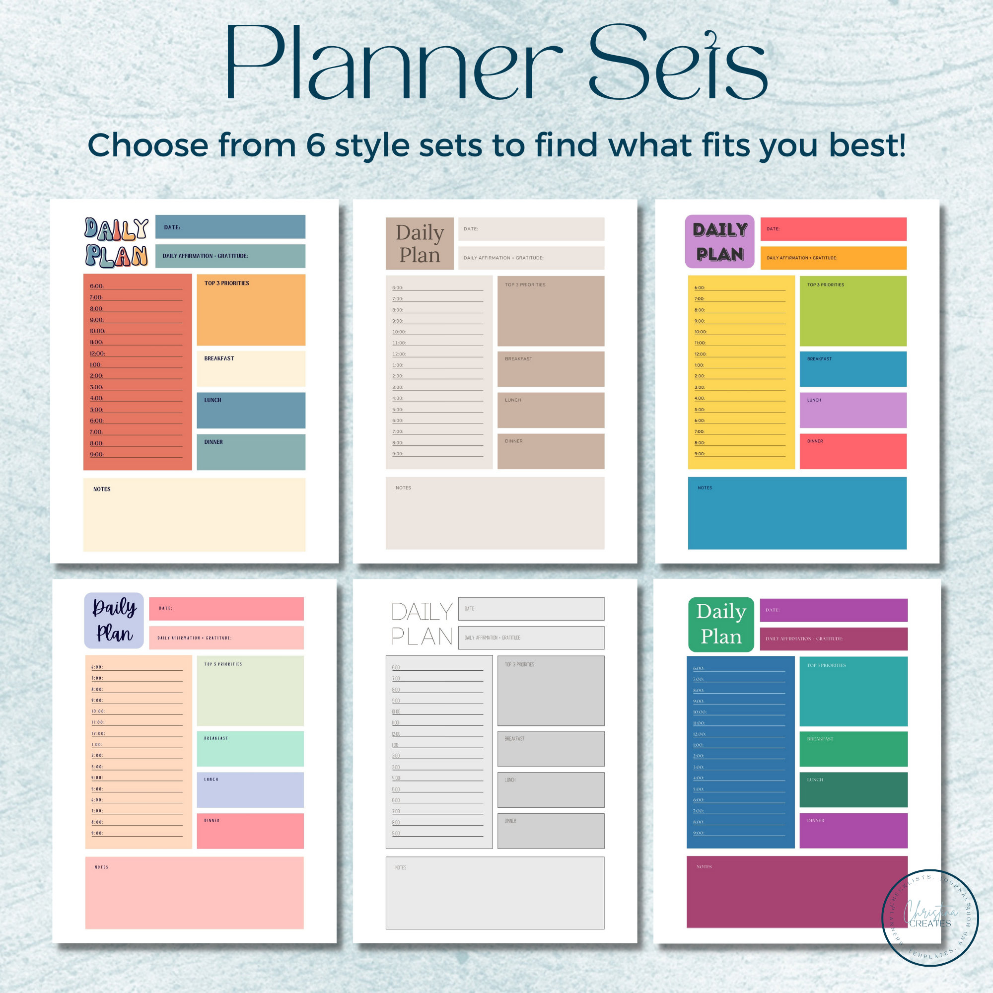 Pastel Daily Plan Digital Print, One Page Planner Printable, Blank ...