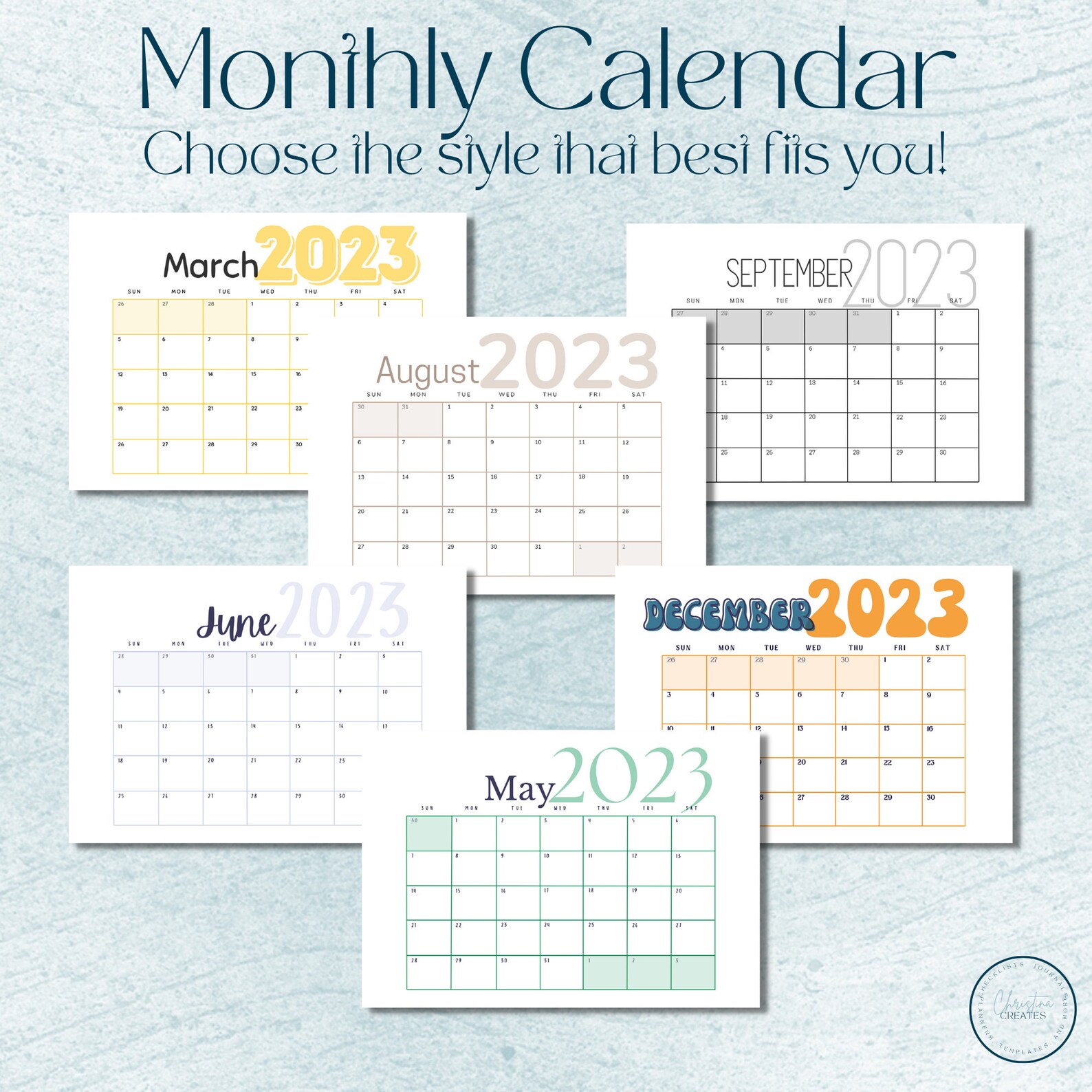 Regal Monthly Calendar 2023 Printable, Horizontal Calendar Planner ...