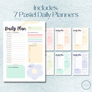 Pastel Planner Pack Digital, Cute One Page Schedule, Daily Weekly ...