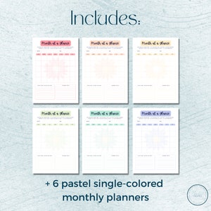 Pastel Monthly Planner Printable, Blank Month at a Glance Page, 2023 ...