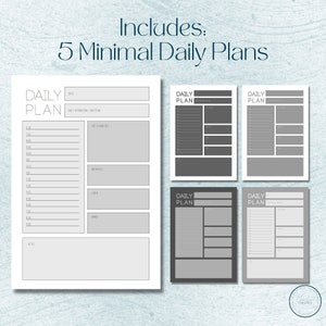 Minimal Planner Pack Digital, Cute One Page Schedule, Daily Weekly ...