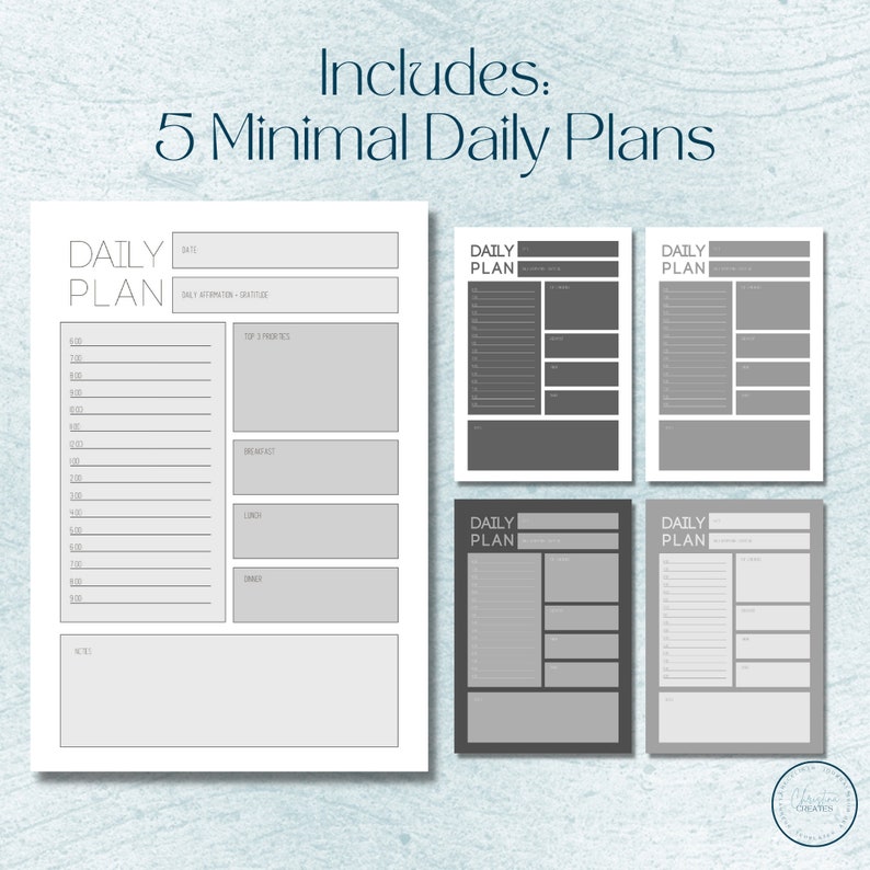 Minimal Planner Pack Digital, Cute One Page Schedule, Daily Weekly ...