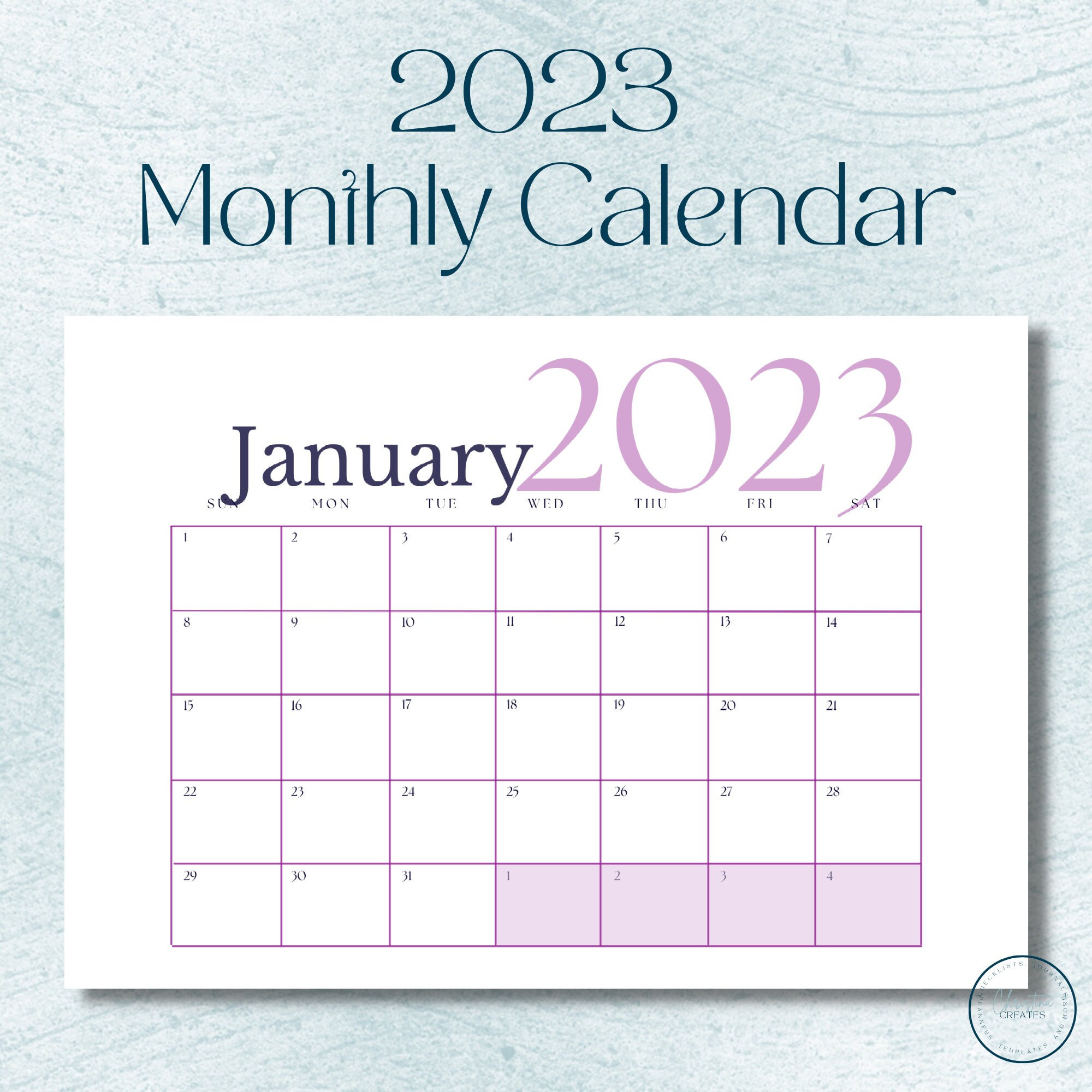 Regal Monthly Calendar 2023 Printable, Horizontal Calendar Planner ...