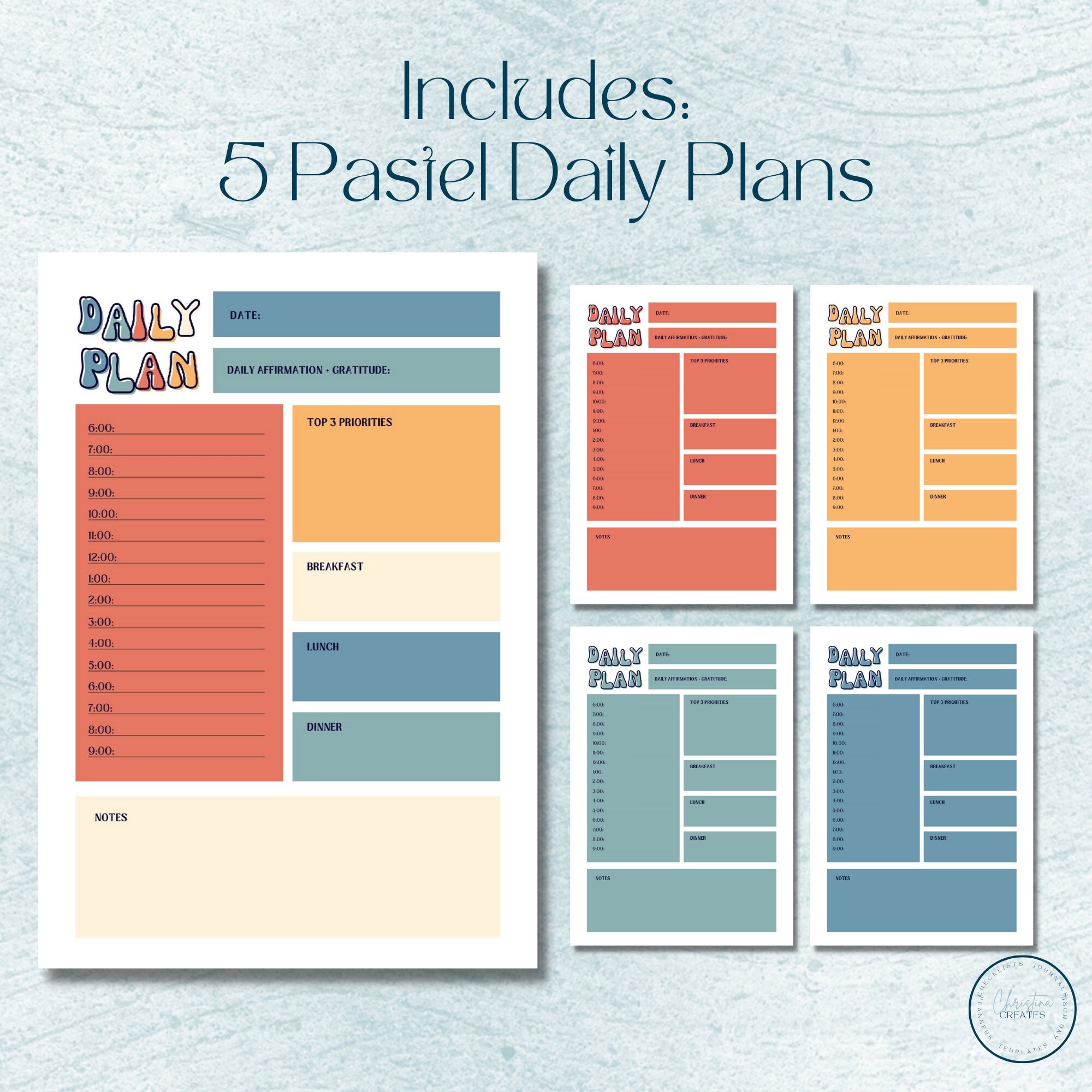 Retro Planner Pack Digital, Cute One Page Schedule, Daily Weekly ...