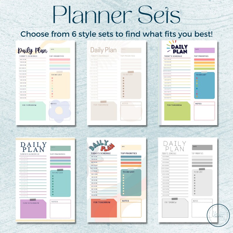 Rainbow Daily Planner Printable, One Page Digital Plan, Undated Hourly ...