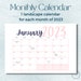 Neutral Monthly Calendar 2023 Printable Horizontal Calendar - Etsy