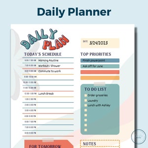 Retro Daily Planner, Printable Daily Planner, Digital Daily Planner ...