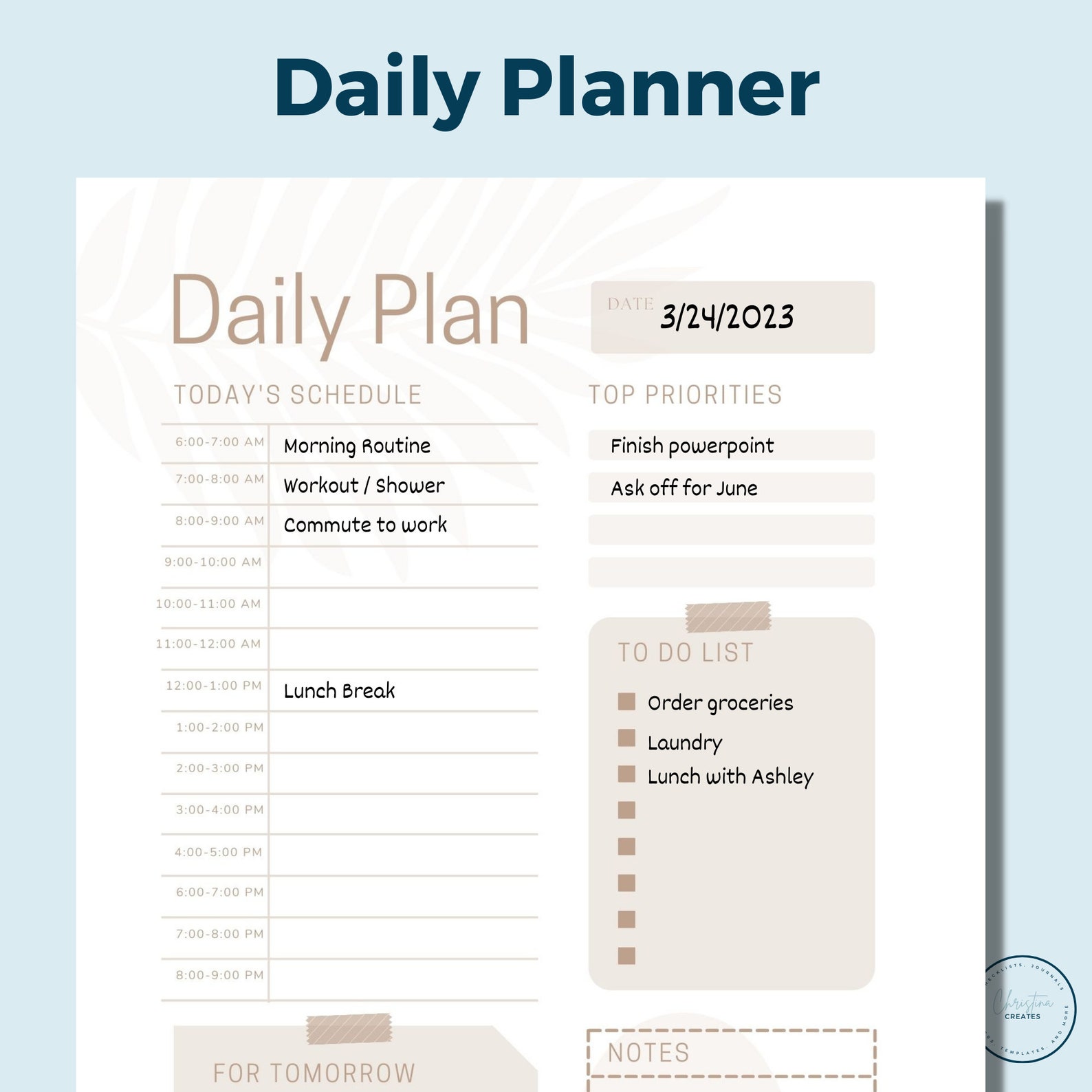 Neutral Daily Planner, Printable Daily Planner, Digital Daily Planner ...