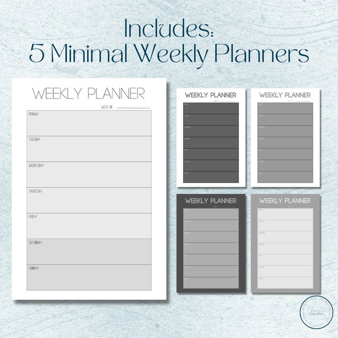 Minimal Planner Pack Digital, Cute One Page Schedule, Daily Weekly ...