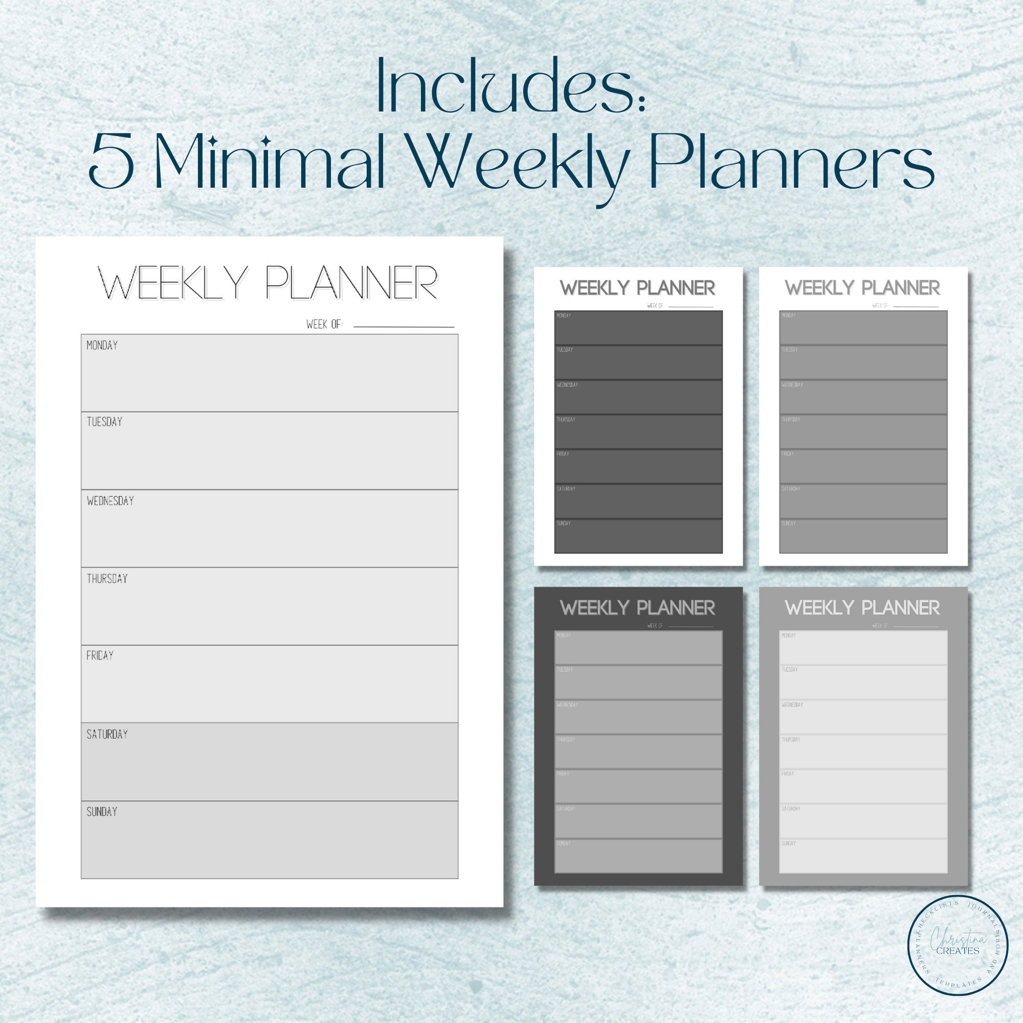 Minimal Planner Pack Digital, Cute One Page Schedule, Daily Weekly ...