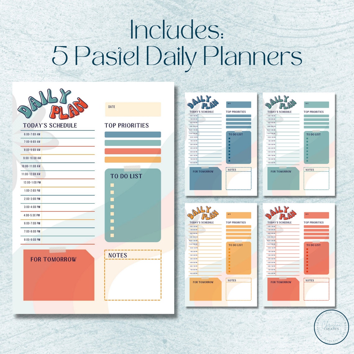Retro Planner Pack Digital, Cute One Page Schedule, Daily Weekly ...