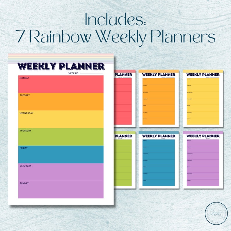 Rainbow Planner Pack Digital Cute One Page Schedule Daily - Etsy