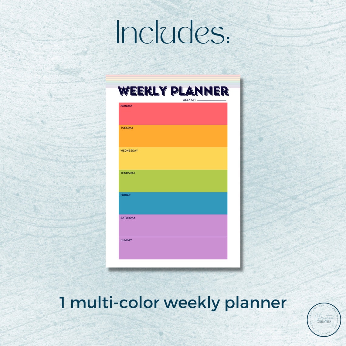 Rainbow Weekly Planner Printable Full Week at a Glance - Etsy