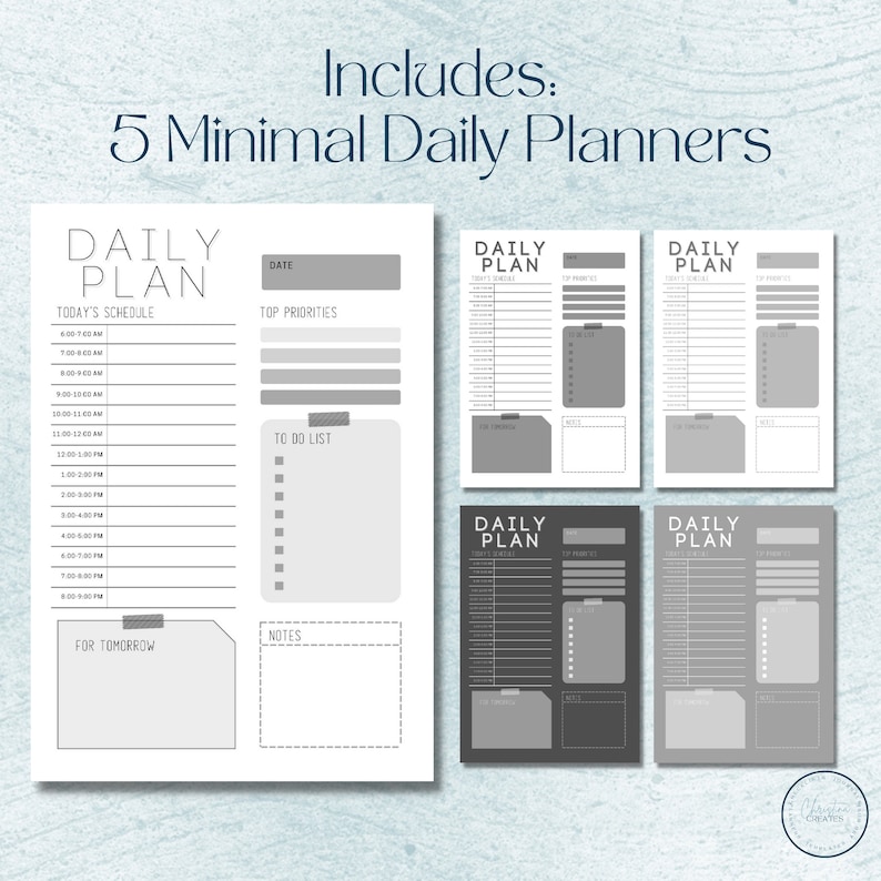Minimal Planner Pack Digital, Cute One Page Schedule, Daily Weekly ...
