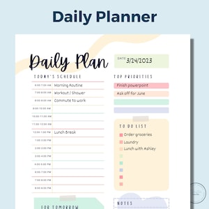 Pastel Daily Planner, Printable Daily Planner, Digital Daily Planner ...