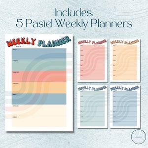 Retro Planner Pack Digital, Cute One Page Schedule, Daily Weekly ...