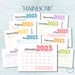 Rainbow Monthly Calendar 2023 Printable, Horizontal Calendar Planner ...