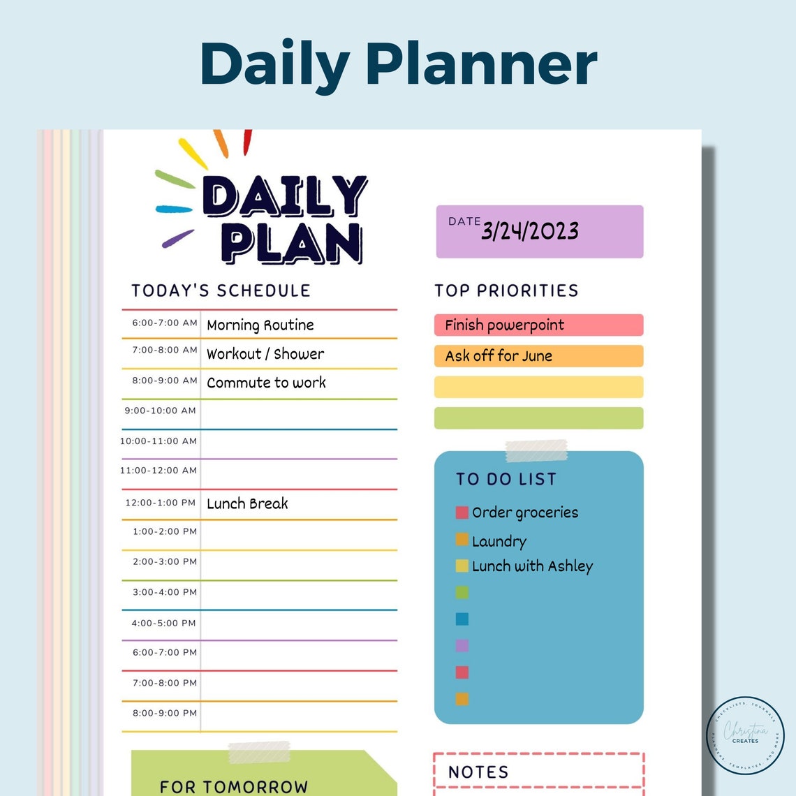 Rainbow Daily Planner, Printable Daily Planner, Digital Daily Planner ...