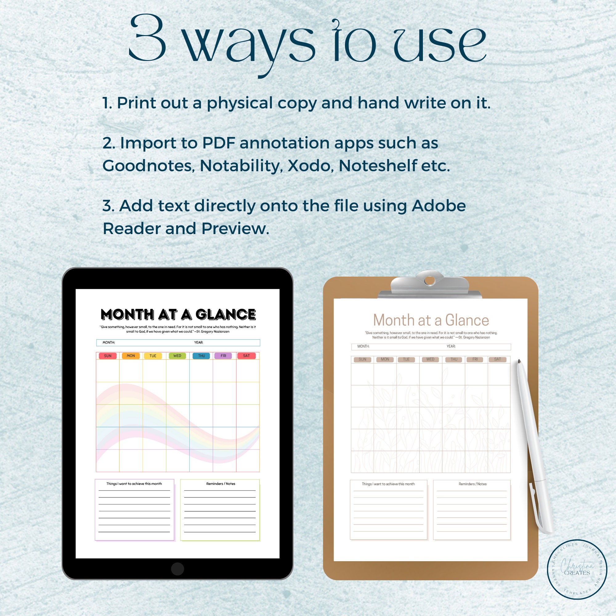 Regal Month at a Glance Printable 2023, Blank Monthly Planner Digital ...