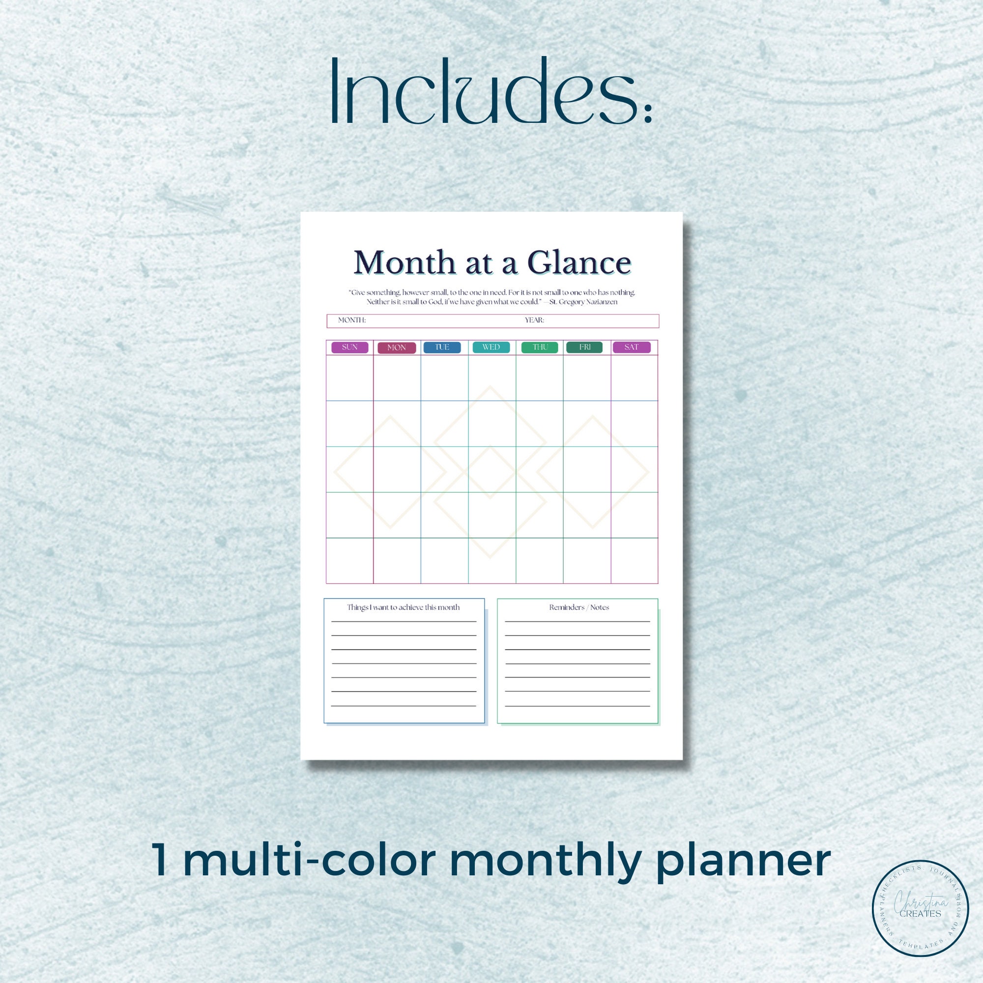 Regal Monthly Planner Printable, Blank Month at a Glance Page, 2023 ...