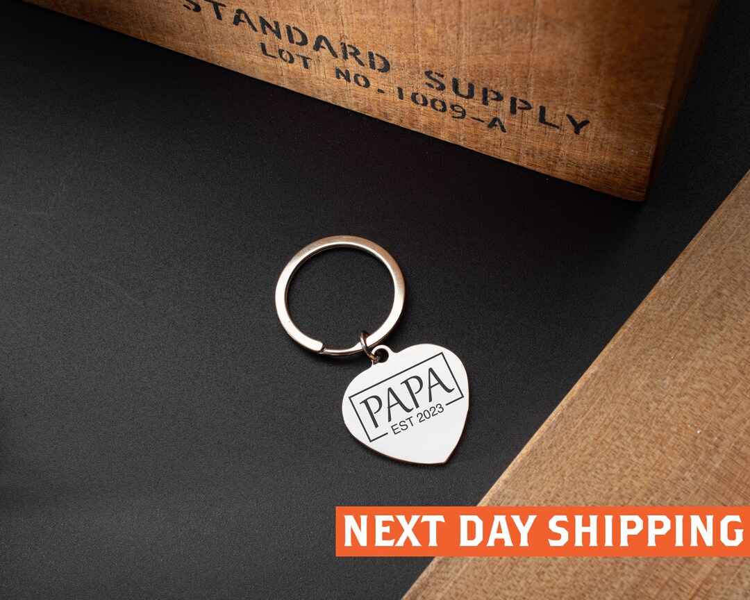 Personalized Dad Keychain, New Dad Gift, Engraved Dad Keychain, Fathers ...