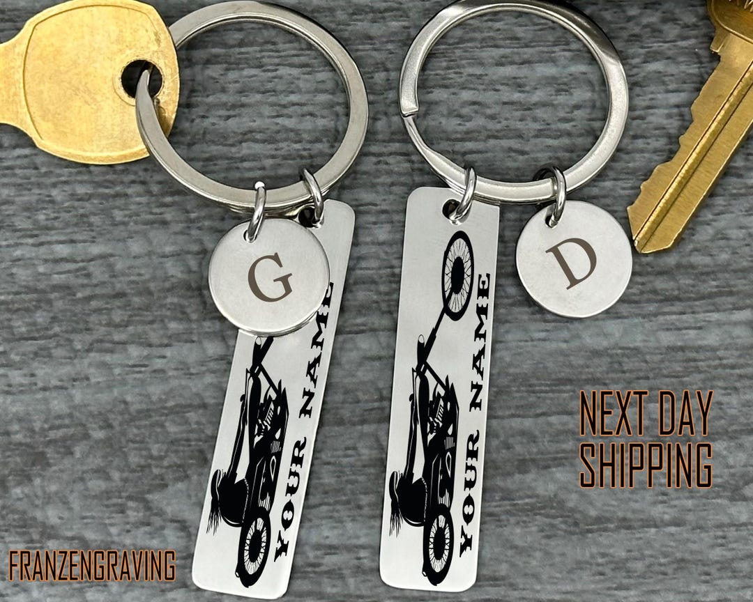 Personalized Motorcycle Keychain: Custom Engraved Biker Keyring - Etsy