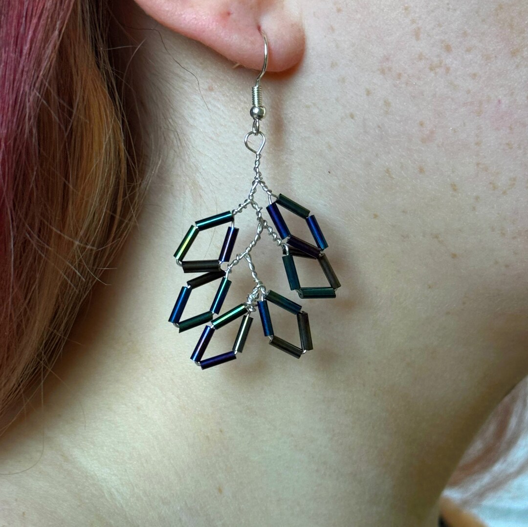 Black Iridescent Leaf Eco-goth Earrings - Etsy