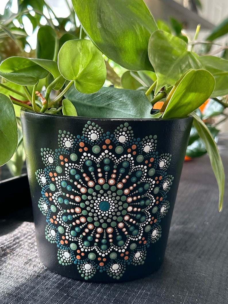 Hand Painted Mandala Plant Pot 4.7 Inch - Etsy