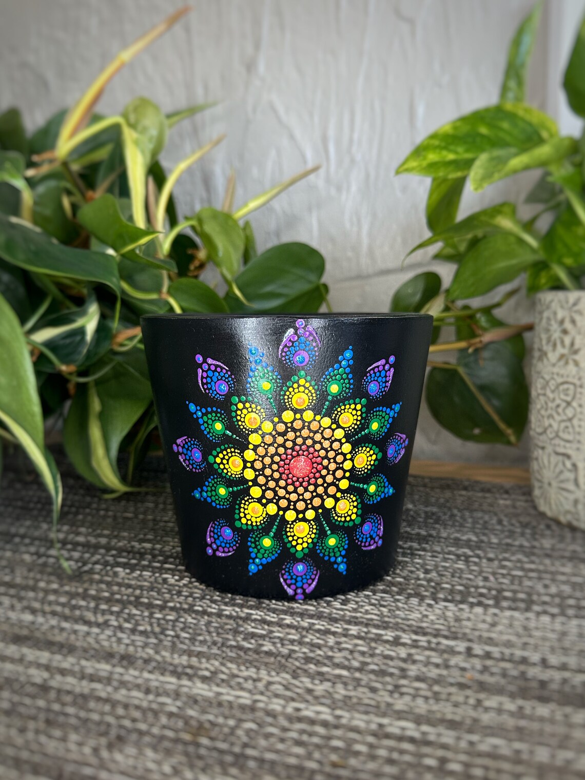 Hand Painted Mandala Plant Pot 4.7 Inch - Etsy